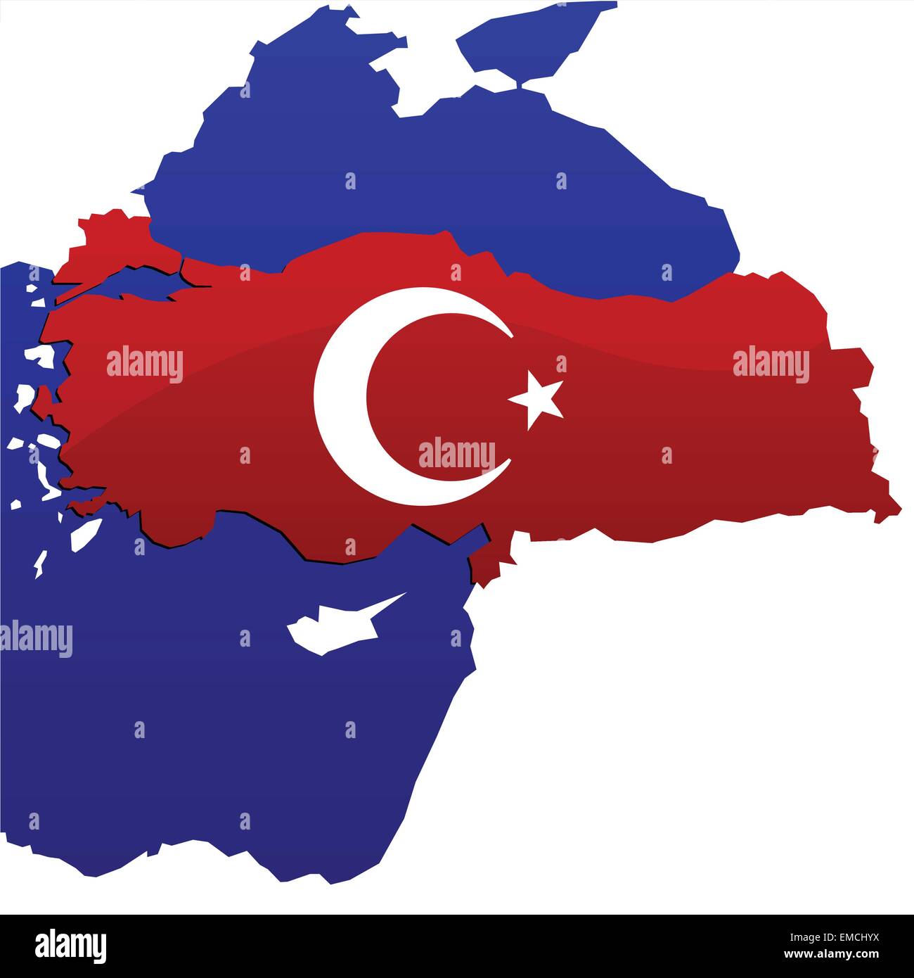 Turkish Map with Flag Stock Vector Image & Art - Alamy
