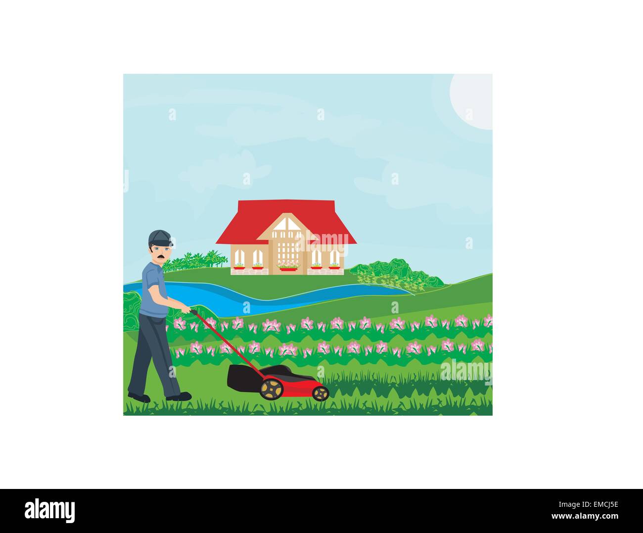 Mowing cartoon hi-res stock photography and images - Alamy