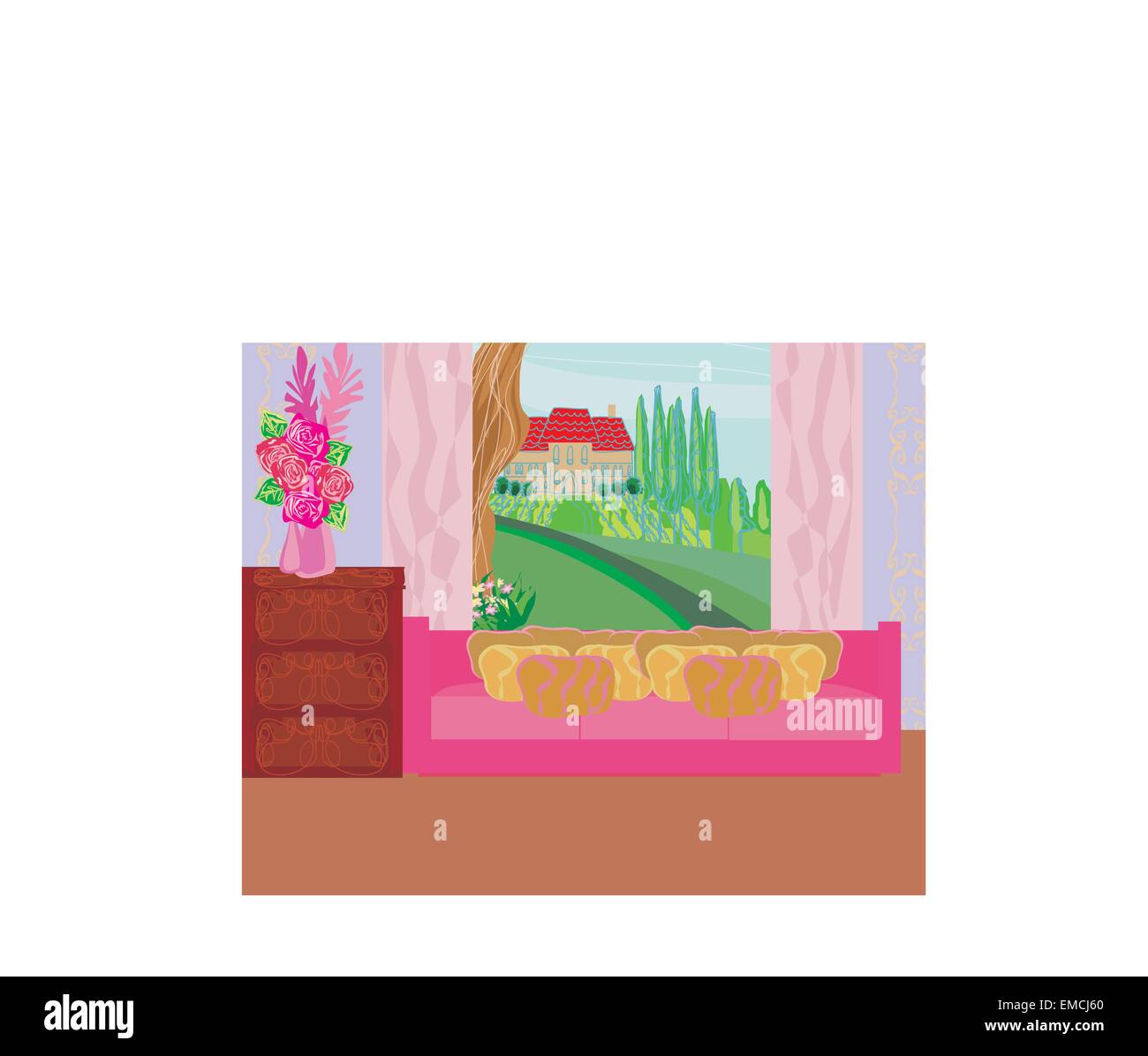 Fashionable interior of living room Cut Out Stock Images & Pictures - Alamy