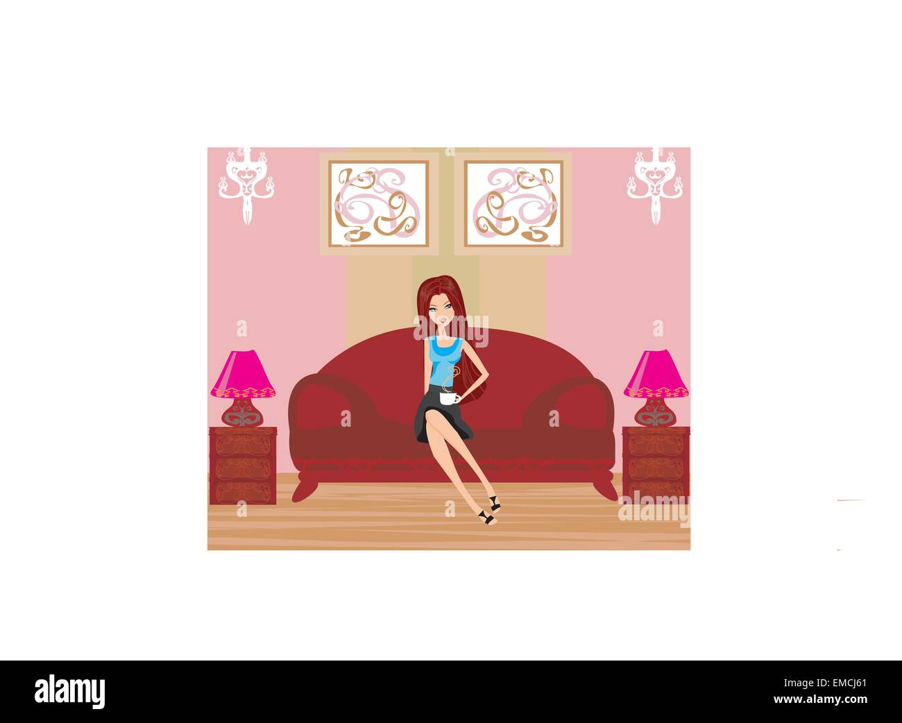 Coffee relax woman in Stock Vector Images - Alamy