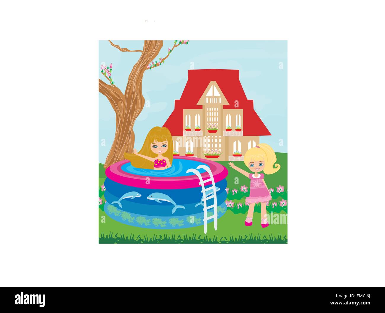Girl at swimming pool Cut Out Stock Images & Pictures - Alamy