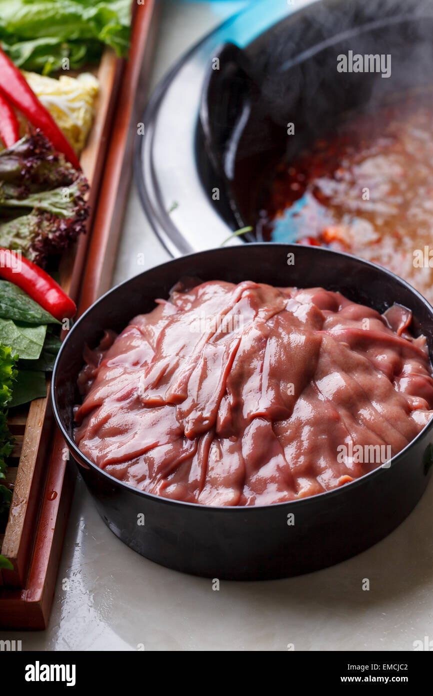 Pig kidneys, Chinese Hot pot dishes Stock Photo - Alamy