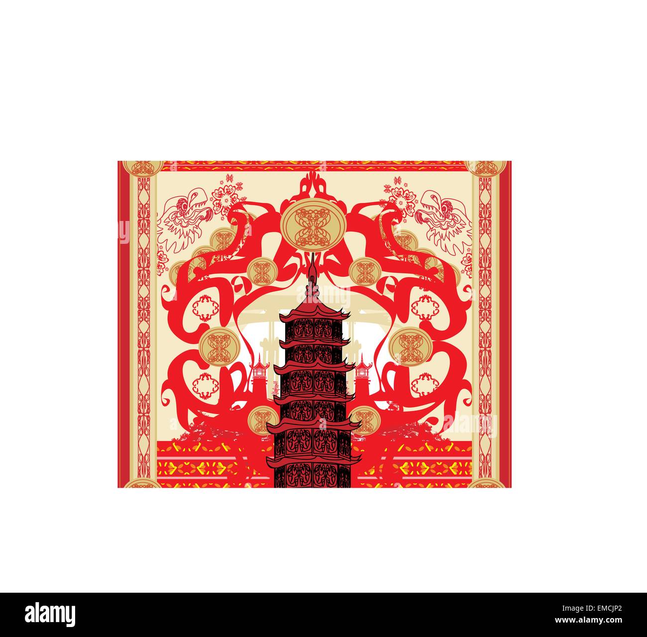Asian landscape card Stock Vector Images - Alamy