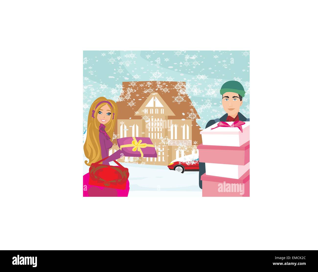 Snowy cold day on Stock Vector Images - Alamy