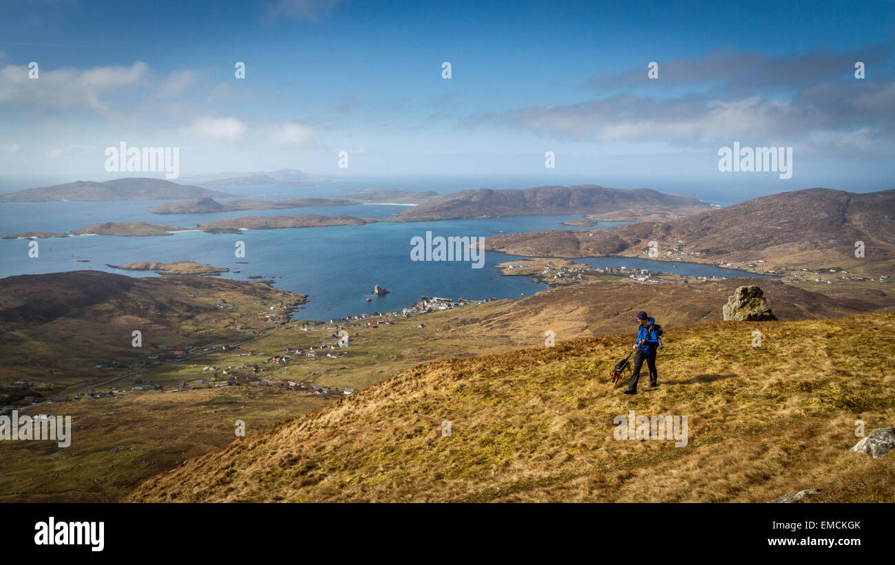 Striking views from Heaval on the Isle of Barra, looking over Castlebay ...