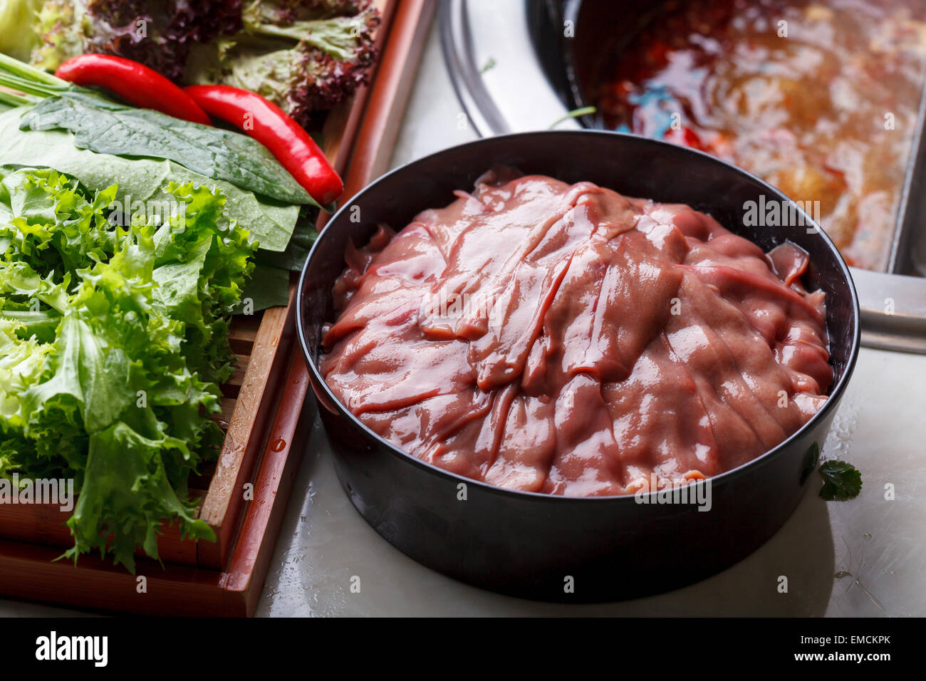 Pig Kidneys Chinese Hot Pot Dishes Stock Photo Alamy
