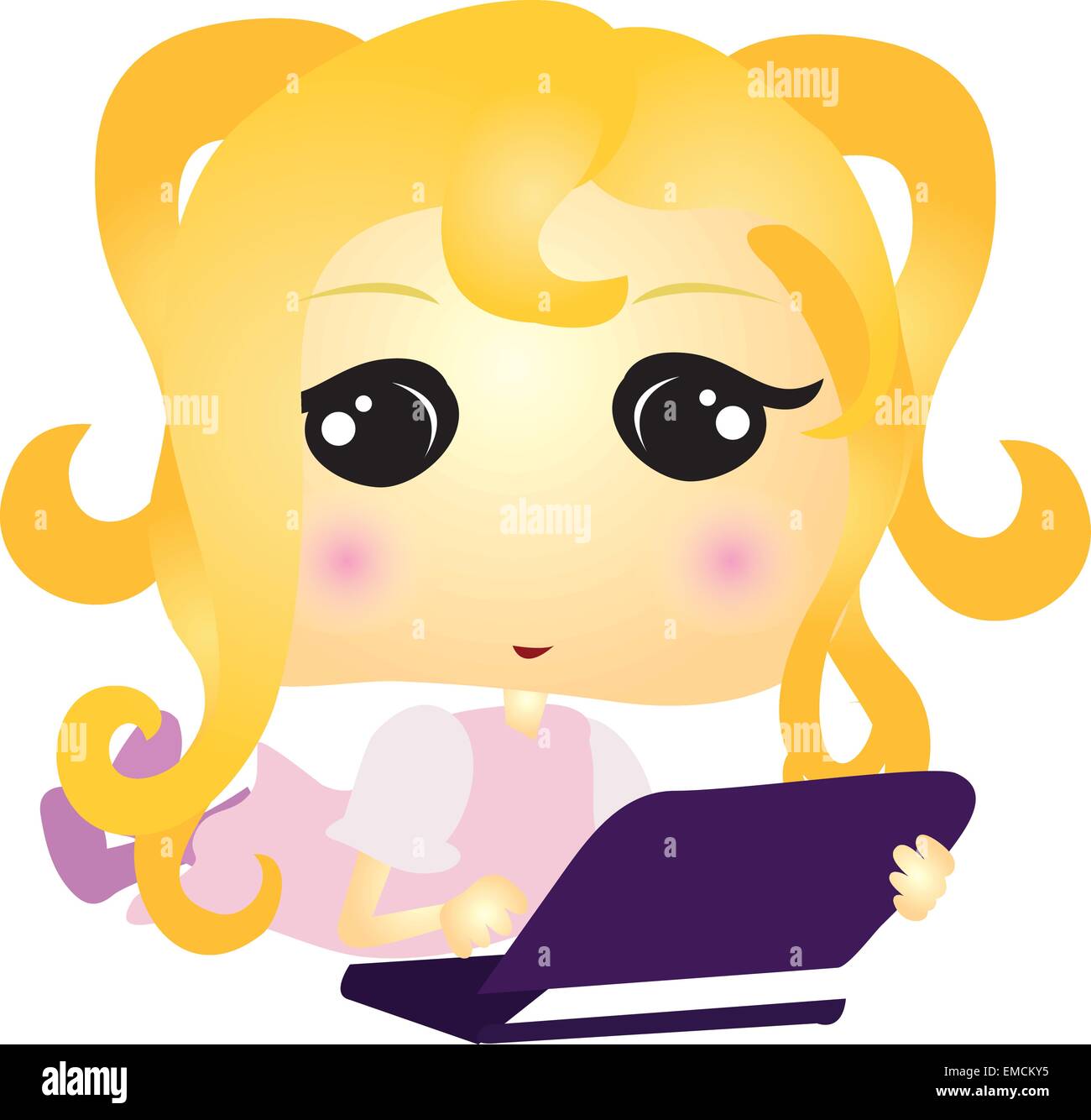 cartoon girl laptop Stock Vector Image & Art - Alamy
