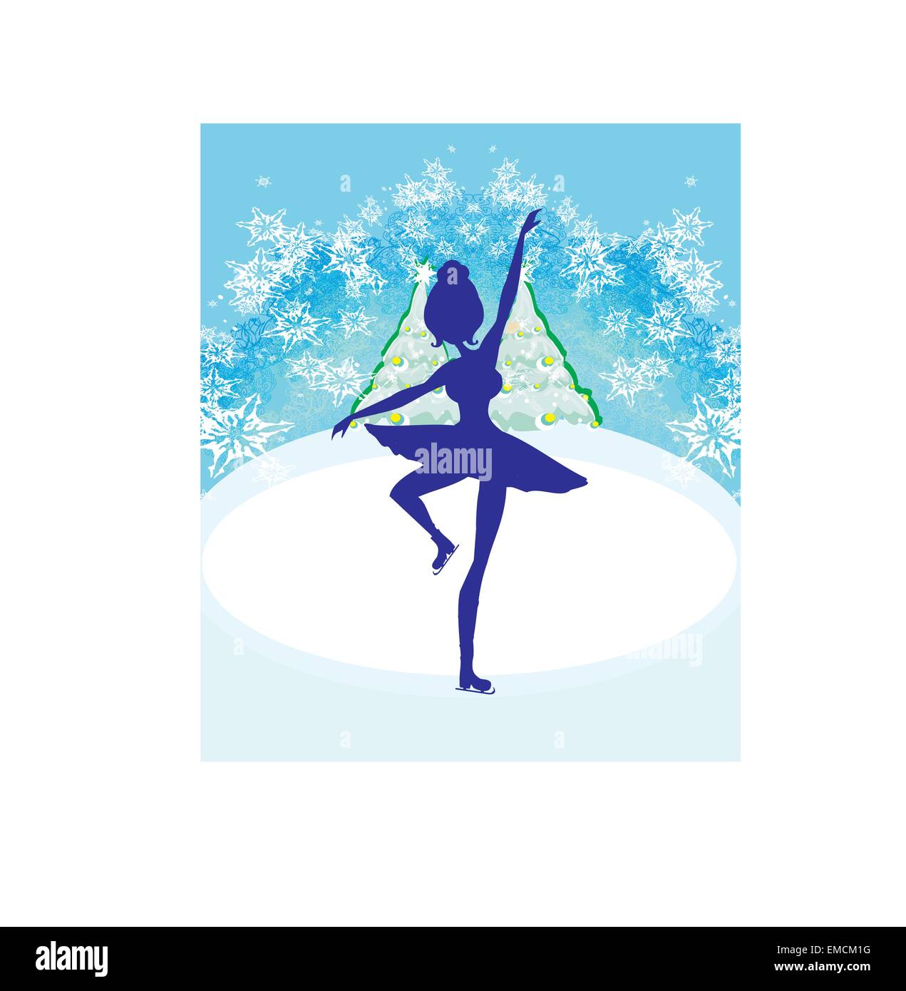 Abstract card with a silhouette of a female figure skater Stock Vector ...