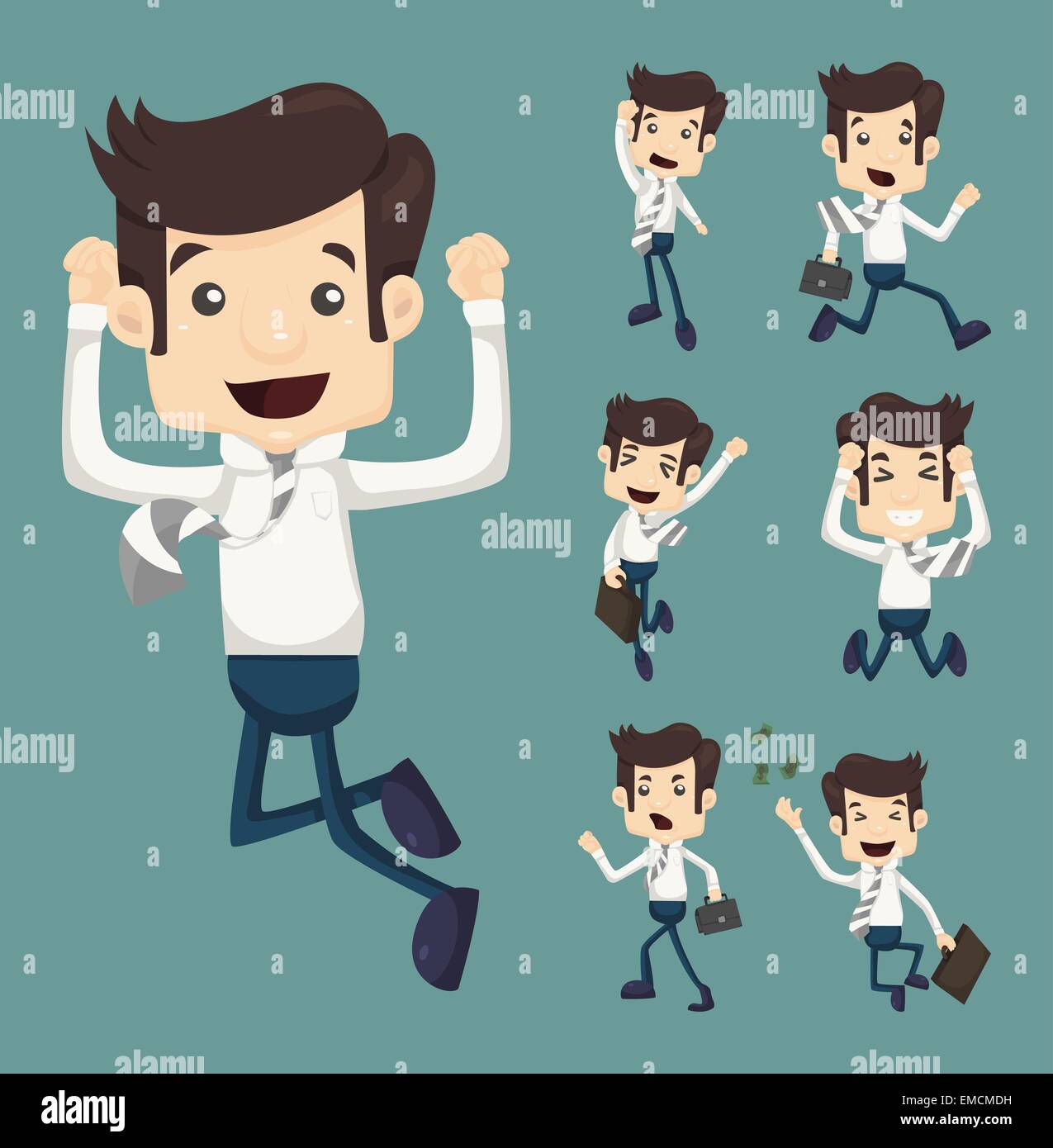 Set of businessman leaping characters poses Stock Vector Image & Art ...