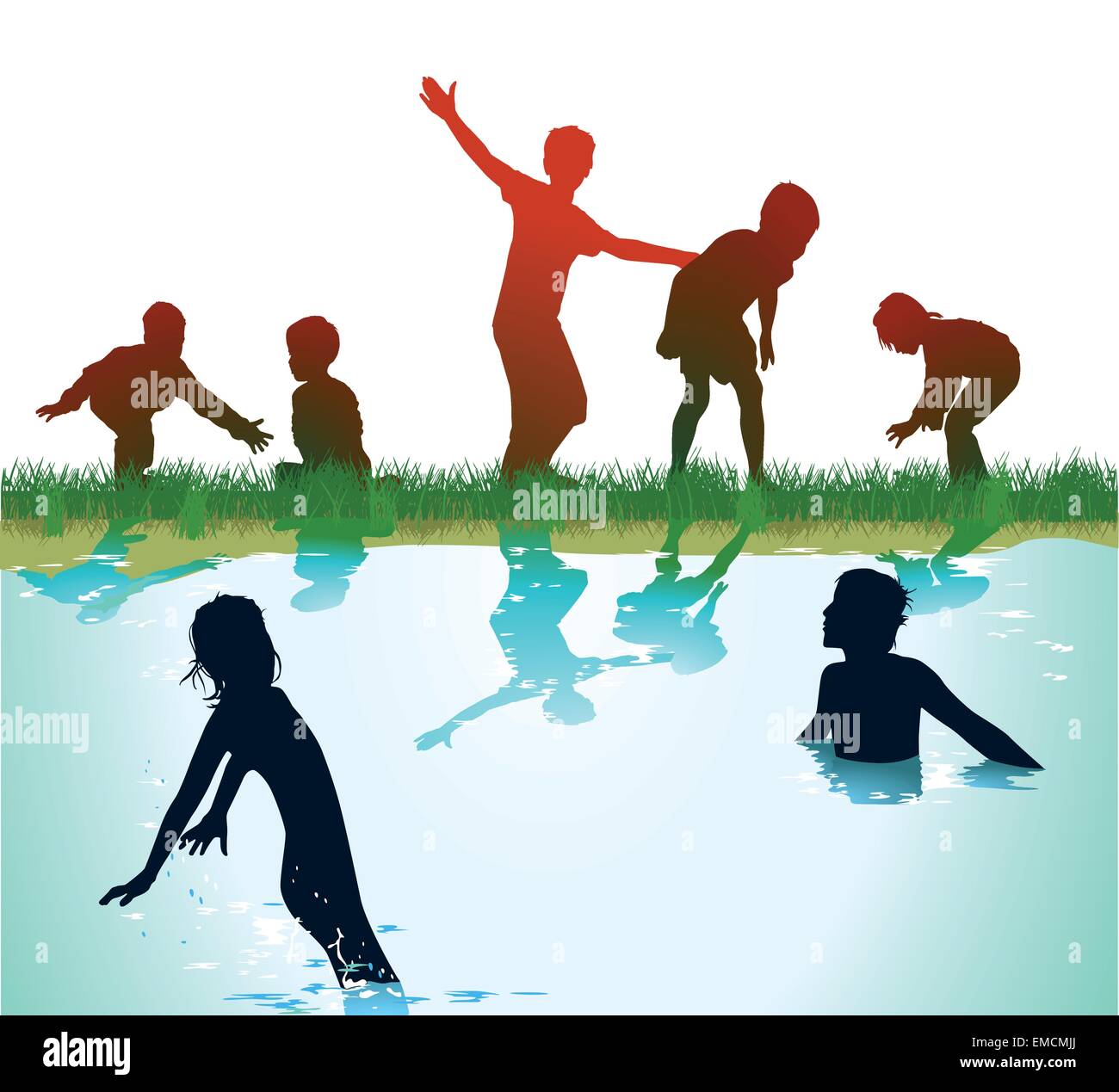 Group bathing water Stock Vector Images - Alamy