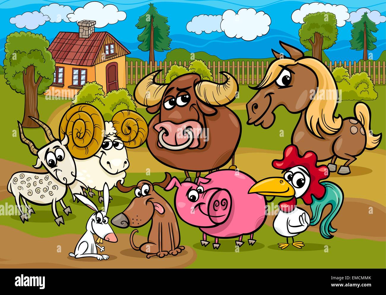 farm animals group cartoon illustration Stock Vector Image & Art - Alamy