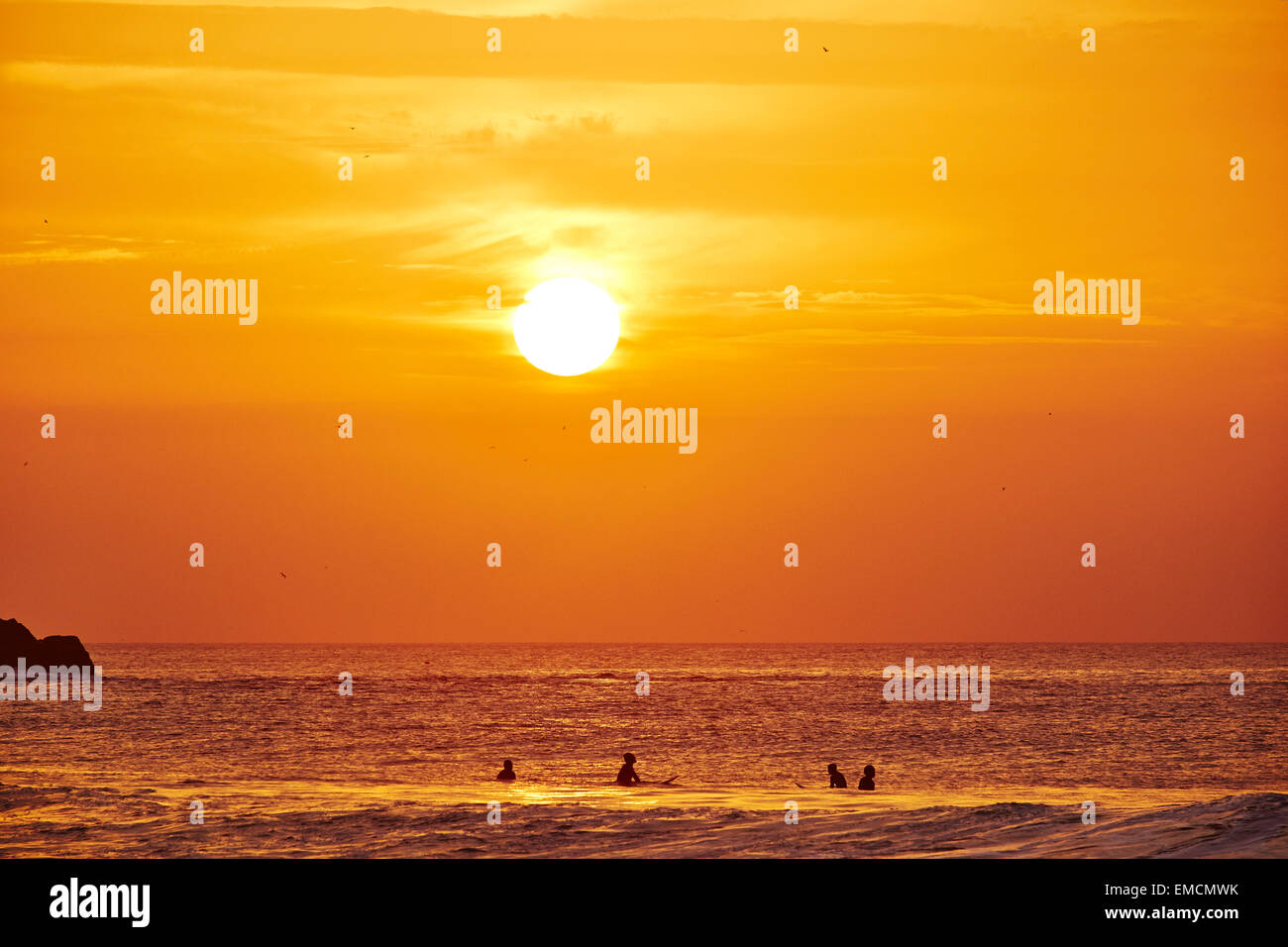 Portugal, Algarve, Sagres, Cordoama Beach, sunset above the Atlantic ...