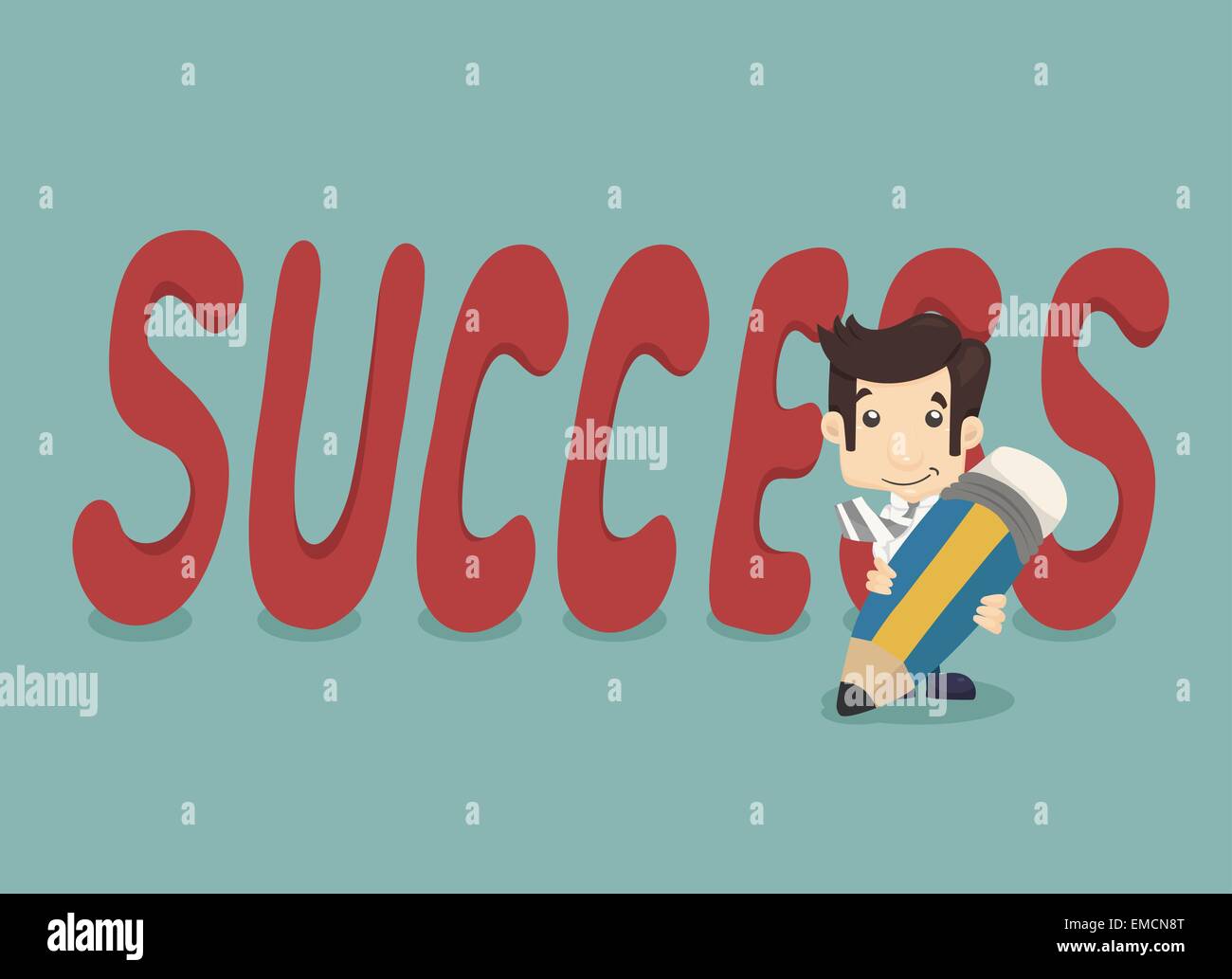 Businessman with pencil writing success Stock Vector Image & Art - Alamy