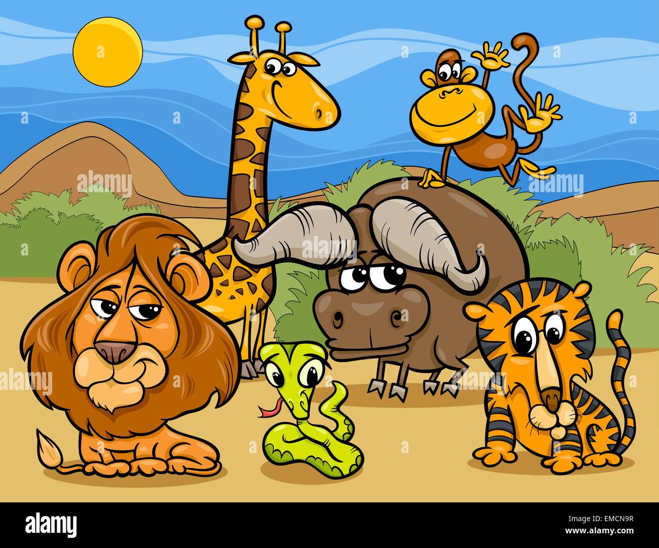 wild animals group cartoon illustration Stock Vector Image & Art - Alamy