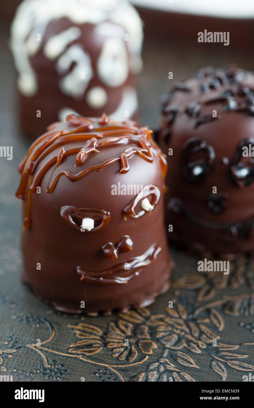 Chocolate marshmallows with faces Stock Photo - Alamy