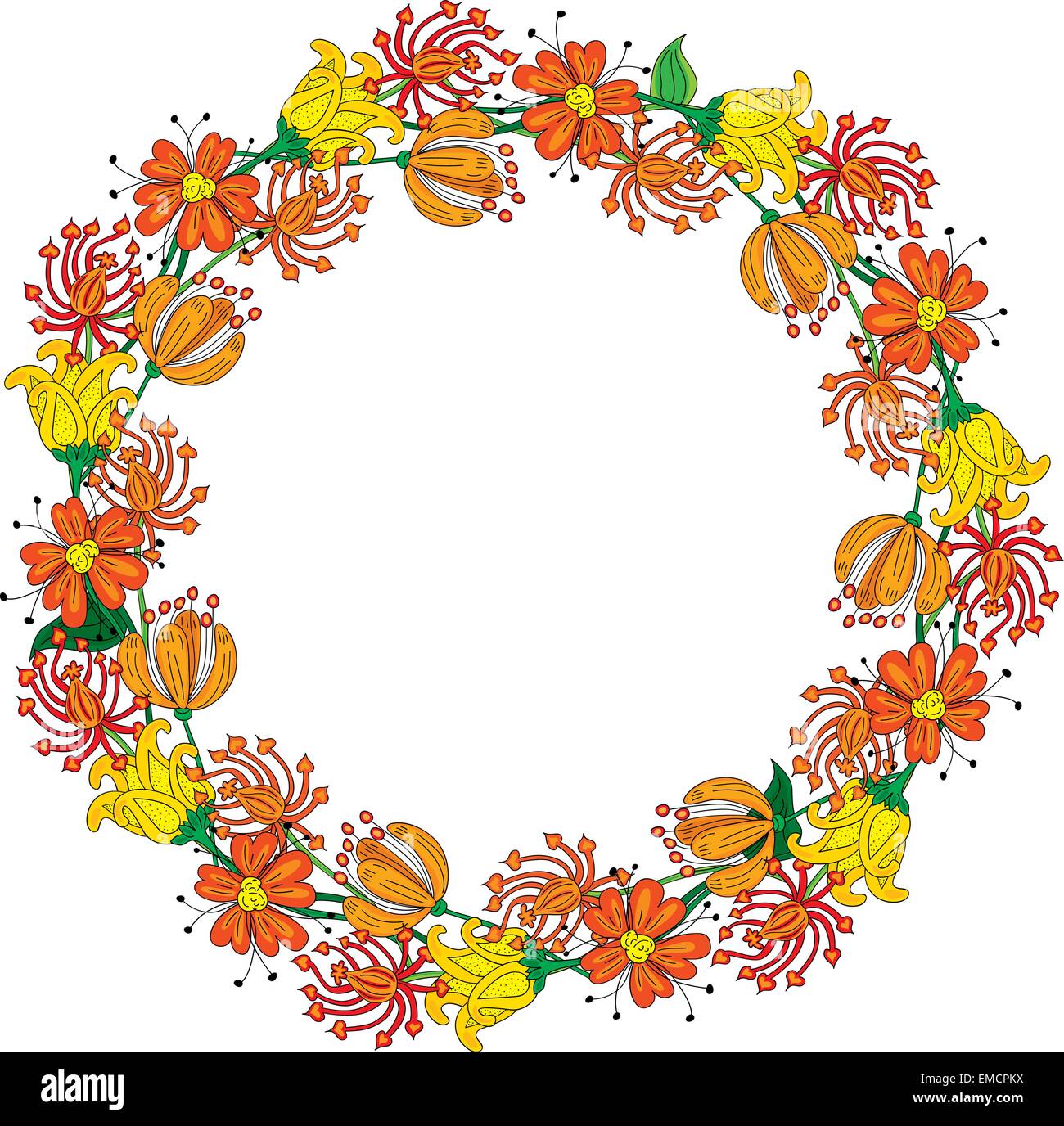 Ring of orange flowers Stock Vector Images - Alamy