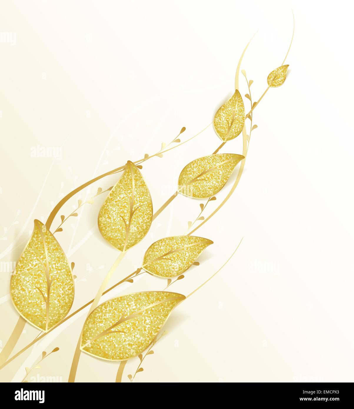 Golden silhouette leaves Stock Vector Images - Alamy