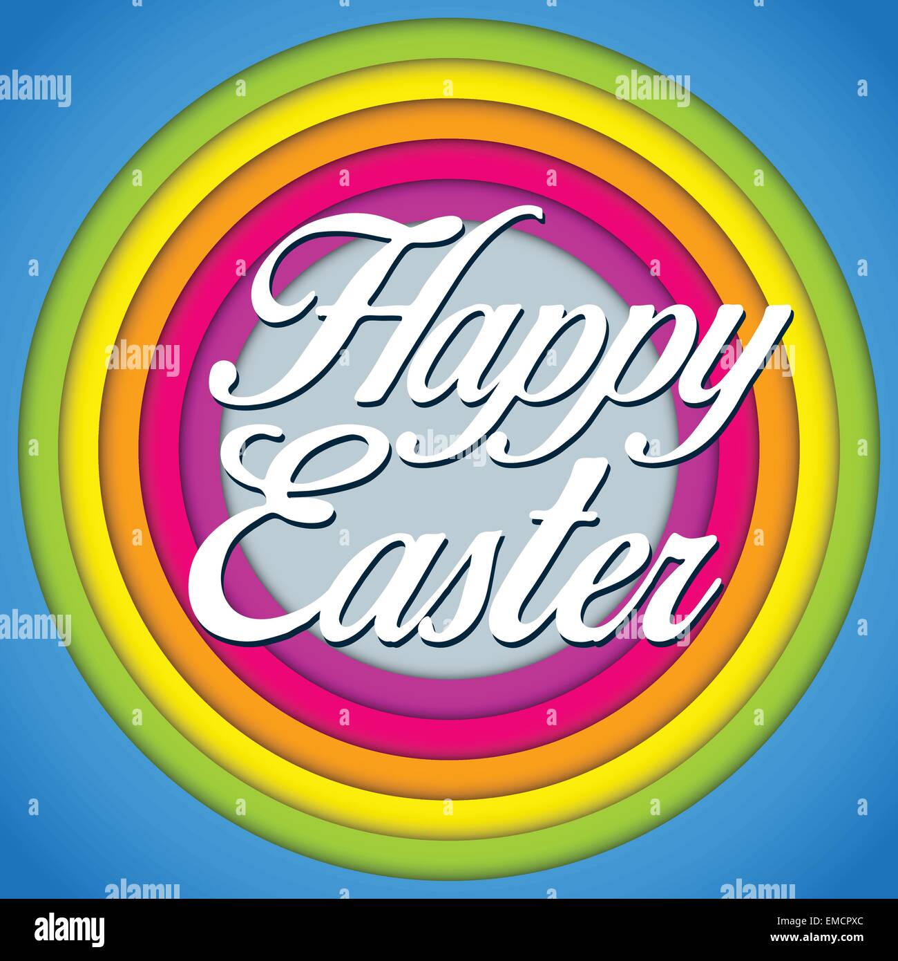 Happy Easter Rabbit Bunny on Rainbow Background Stock Vector Image ...