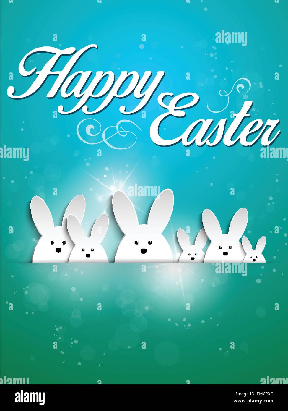 Happy Easter Rabbit Bunny on Blue Background Stock Vector Image & Art ...