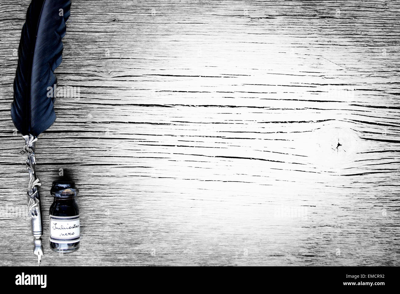 vintage ink writing set with fountain pen and ink bottle Stock Photo ...