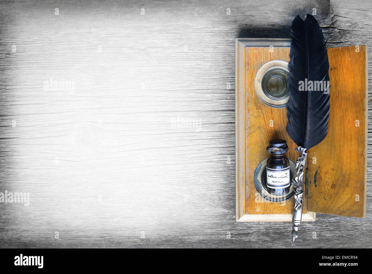 vintage ink writing set with fountain pen and ink bottle Stock Photo ...