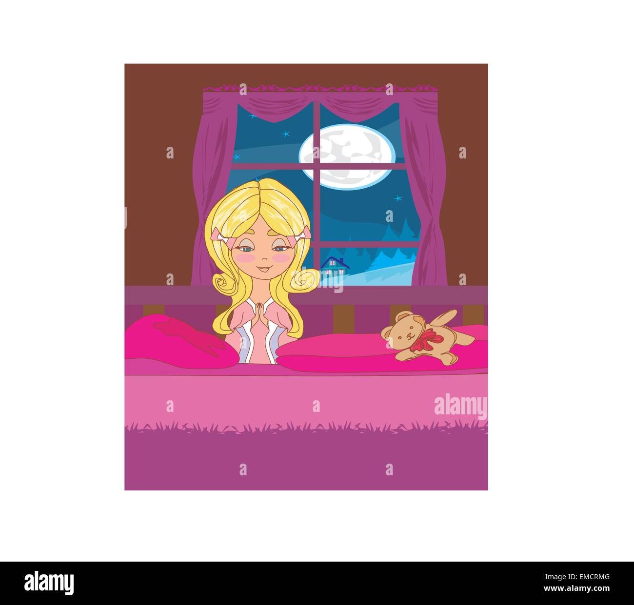 cute little girl praying Stock Vector Image & Art - Alamy