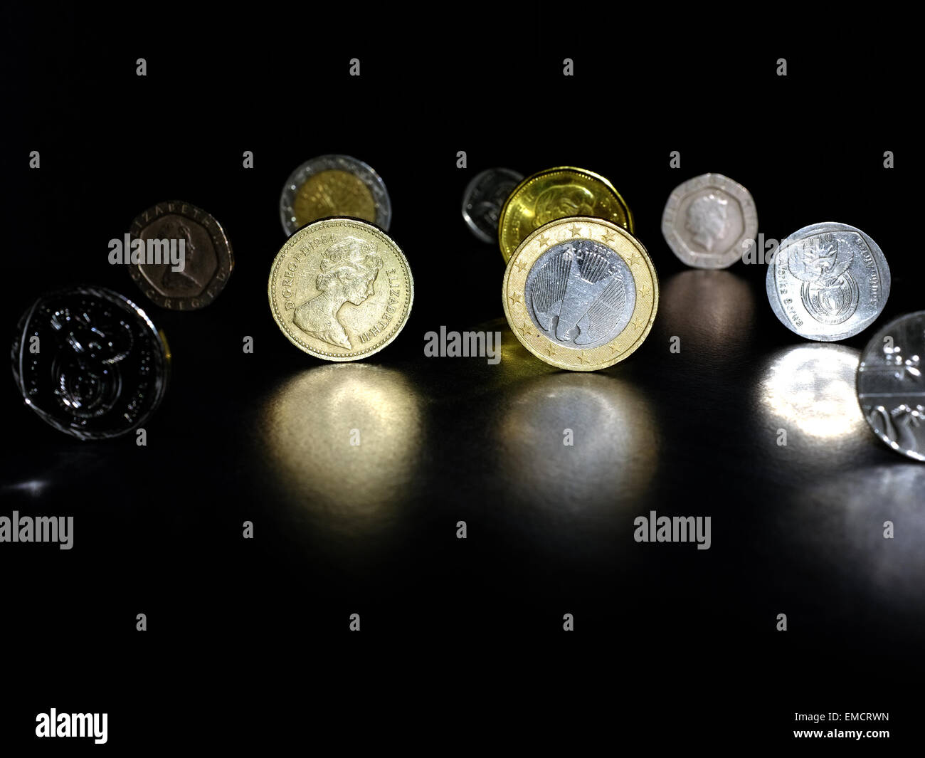 A selection of metal coins from the UK, Europe and South Africa ...