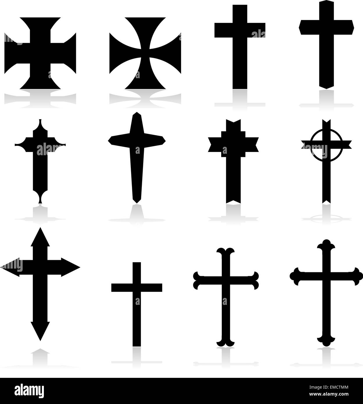 Different Types Crosses Their Meanings Stock Vector