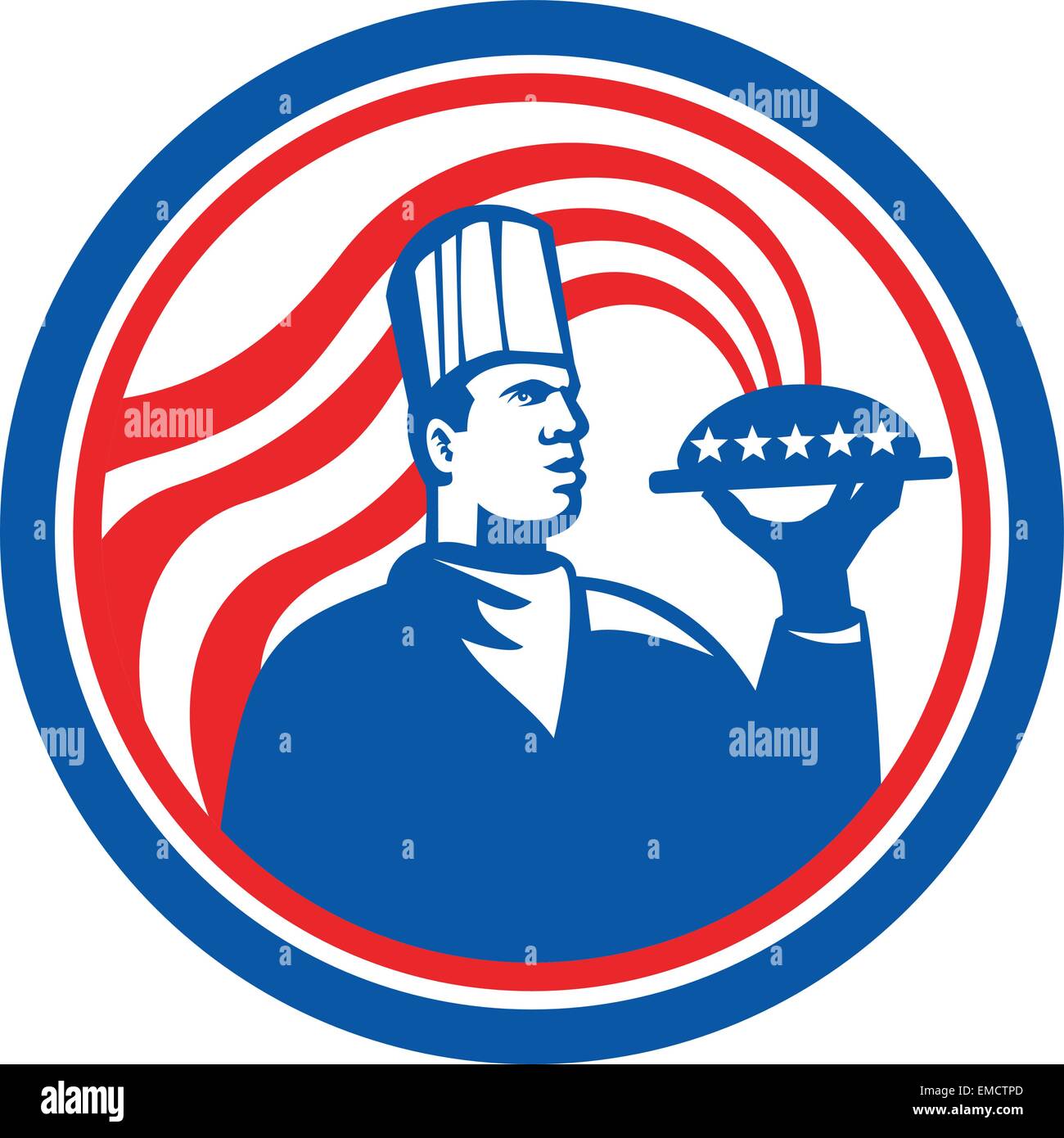 American Chef Cook Serving Food Platter Retro Stock Vector Image & Art ...