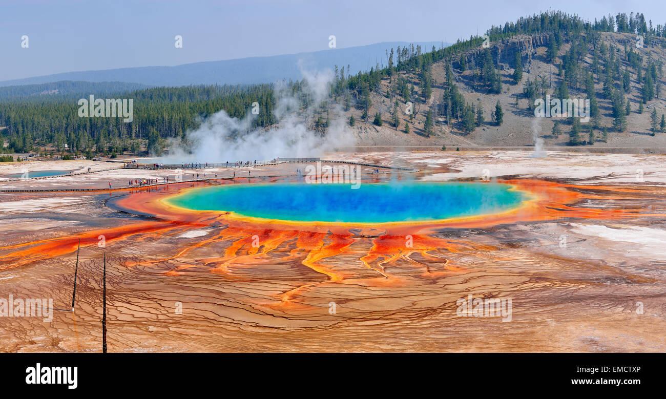 USA, Wyoming, Yellowstone National Park, Grand Prismatic Spring at ...