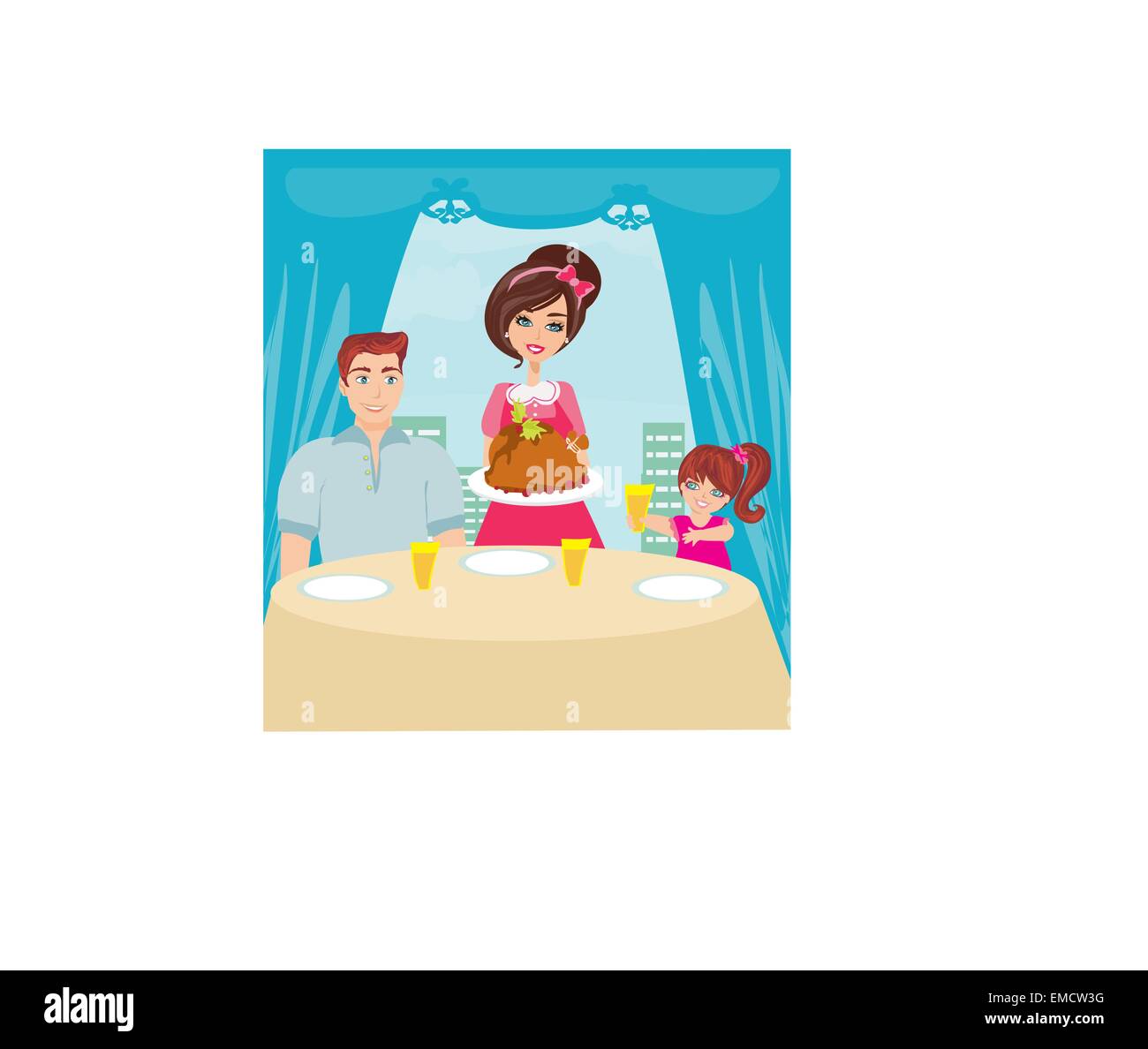 Family turkey christmas Stock Vector Images - Alamy