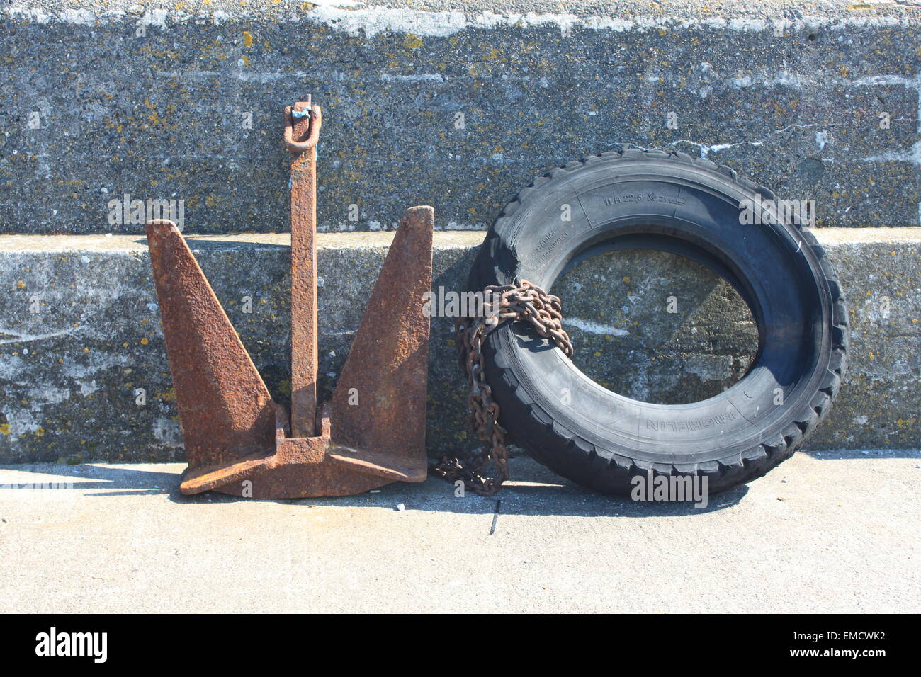 newlyn pier or quayside in summer with various marine items Stock Photo ...