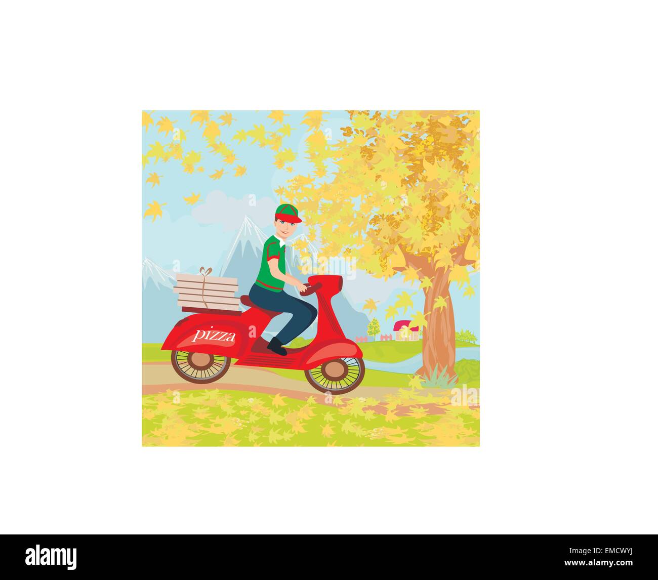 Man riding moped on Stock Vector Images - Alamy