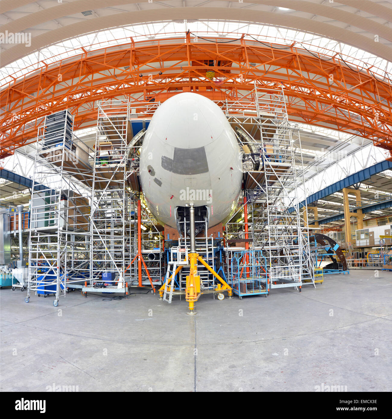 Airplane construction in a hangar Stock Photo - Alamy
