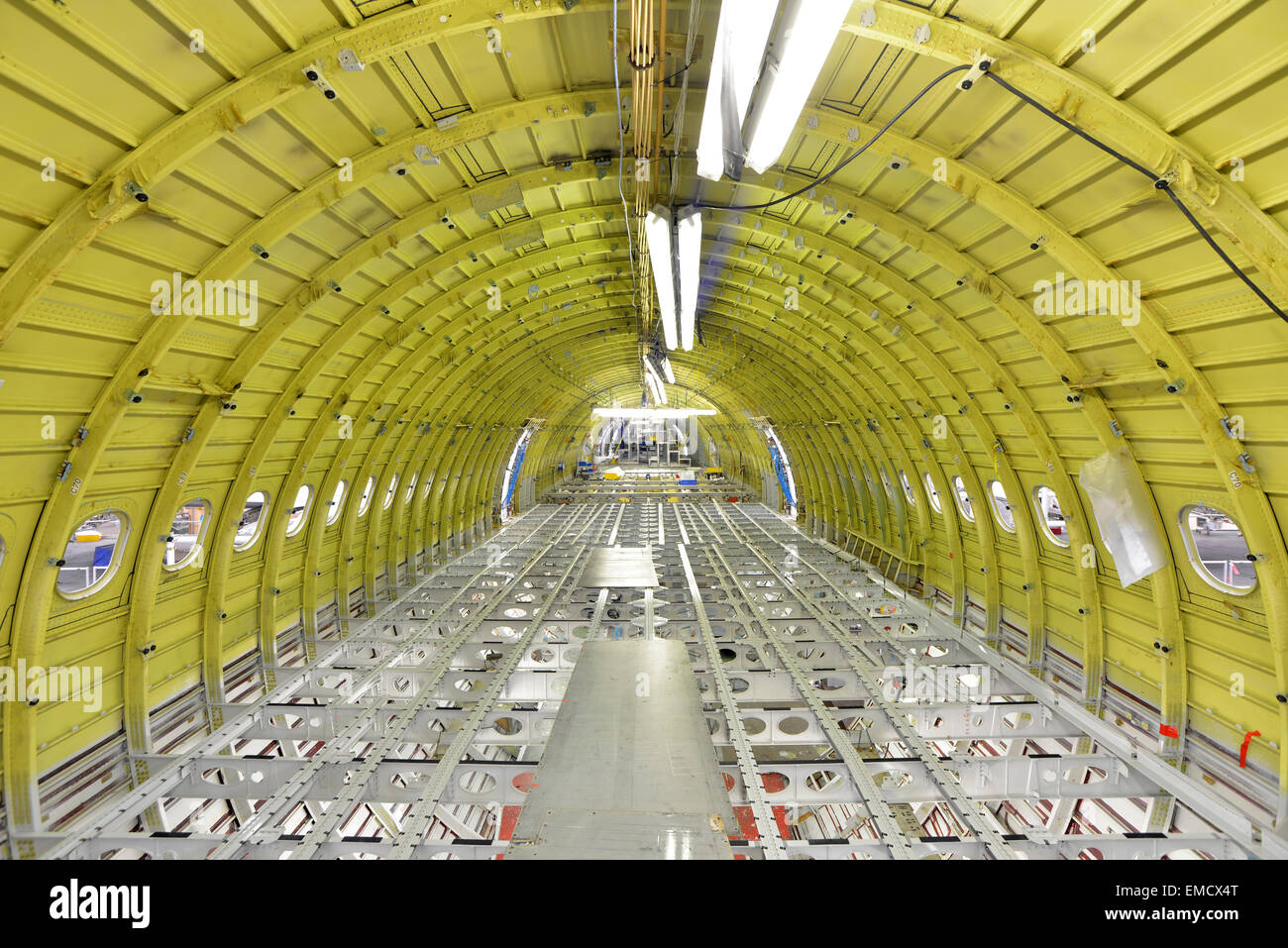 Interior of an unfinished airplane in a hangar Stock Photo - Alamy