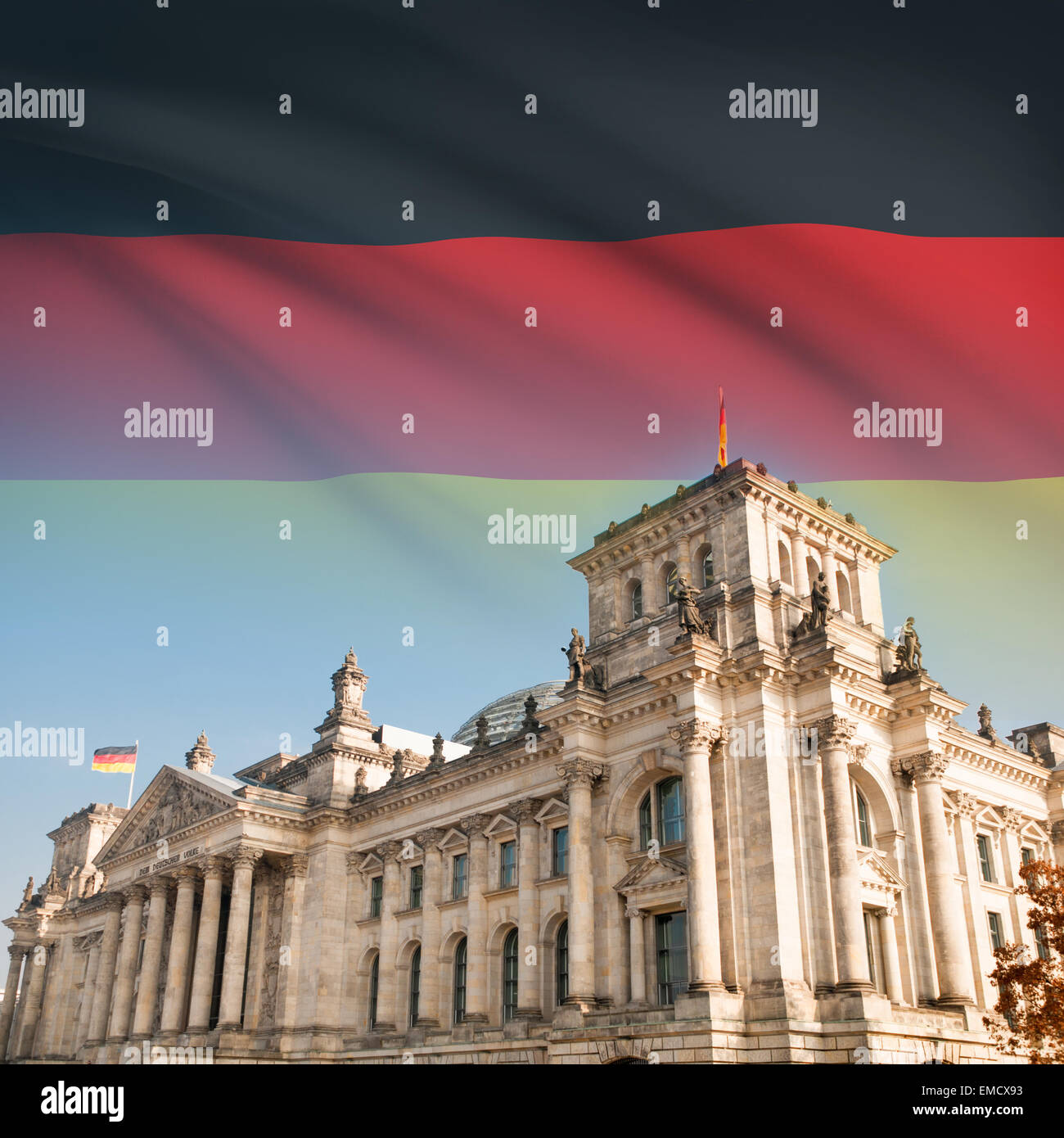 Reichstag building in Berlin with flag on background - Germany Stock ...