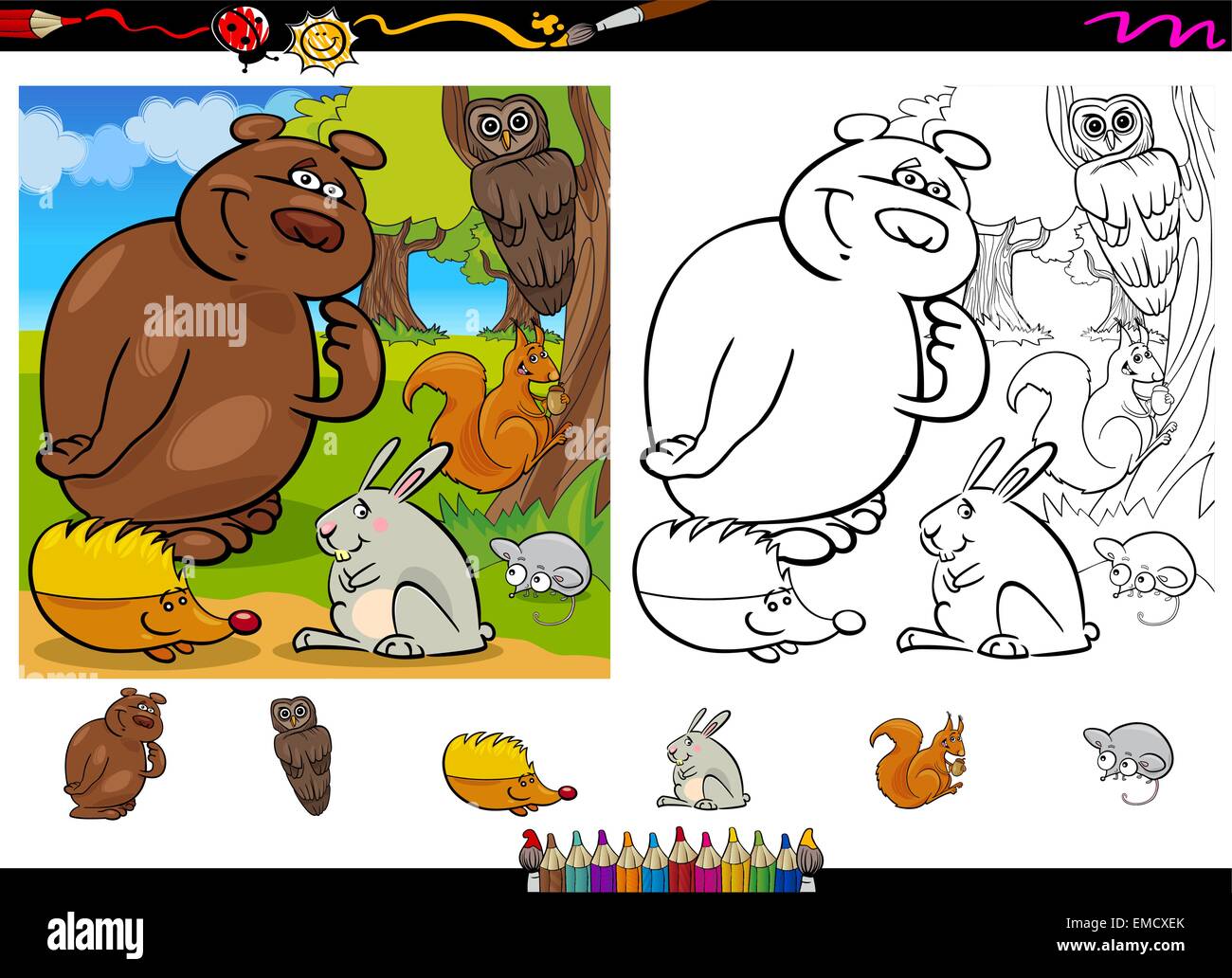 wild animals coloring page set Stock Vector Image & Art - Alamy