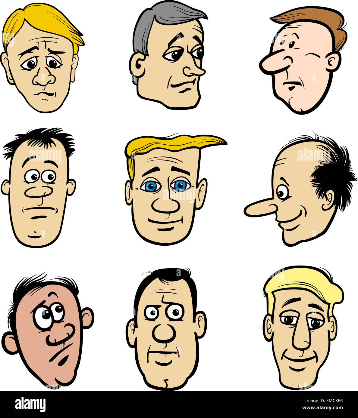 cartoon men characters heads set Stock Vector Image & Art - Alamy