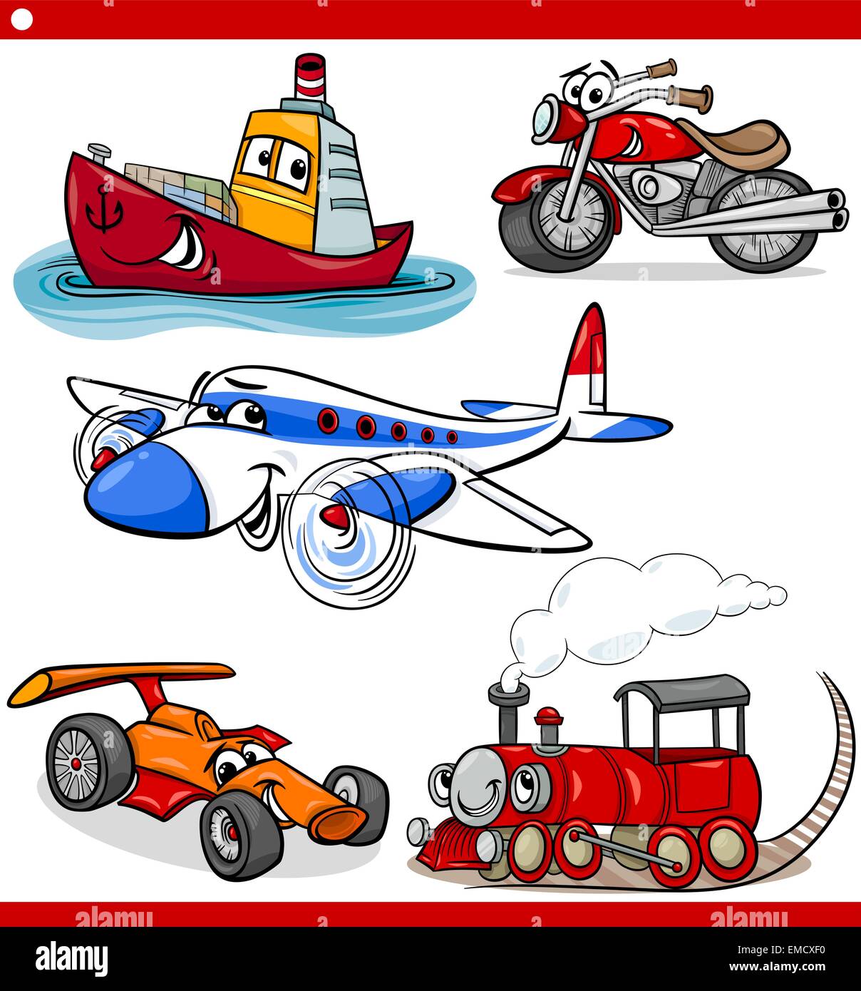 funny cartoon vehicles and cars set Stock Vector Image & Art - Alamy
