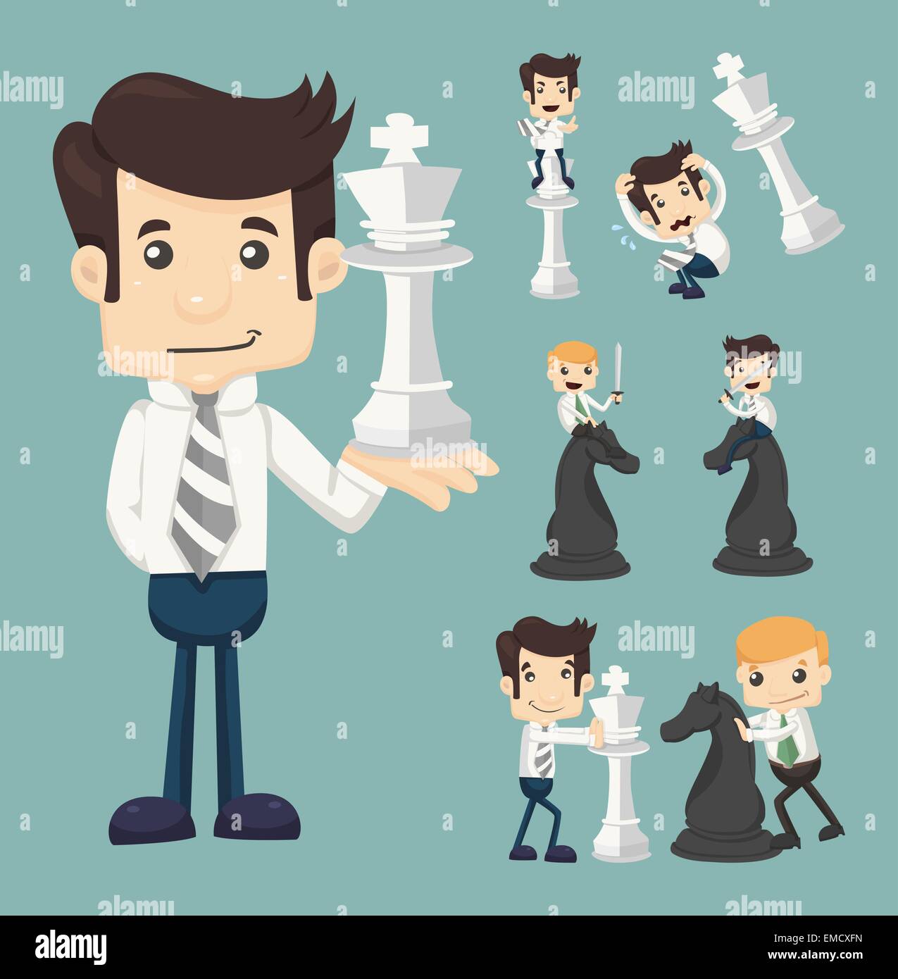 Set of businessman fighting, playing chess Stock Vector Image & Art - Alamy
