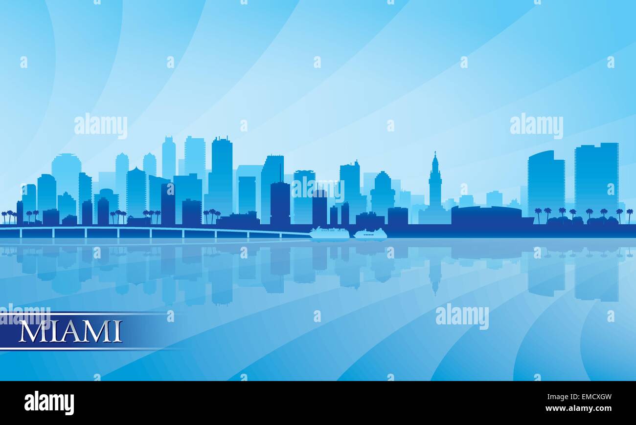 Miami city skyline silhouette background hi-res stock photography and ...