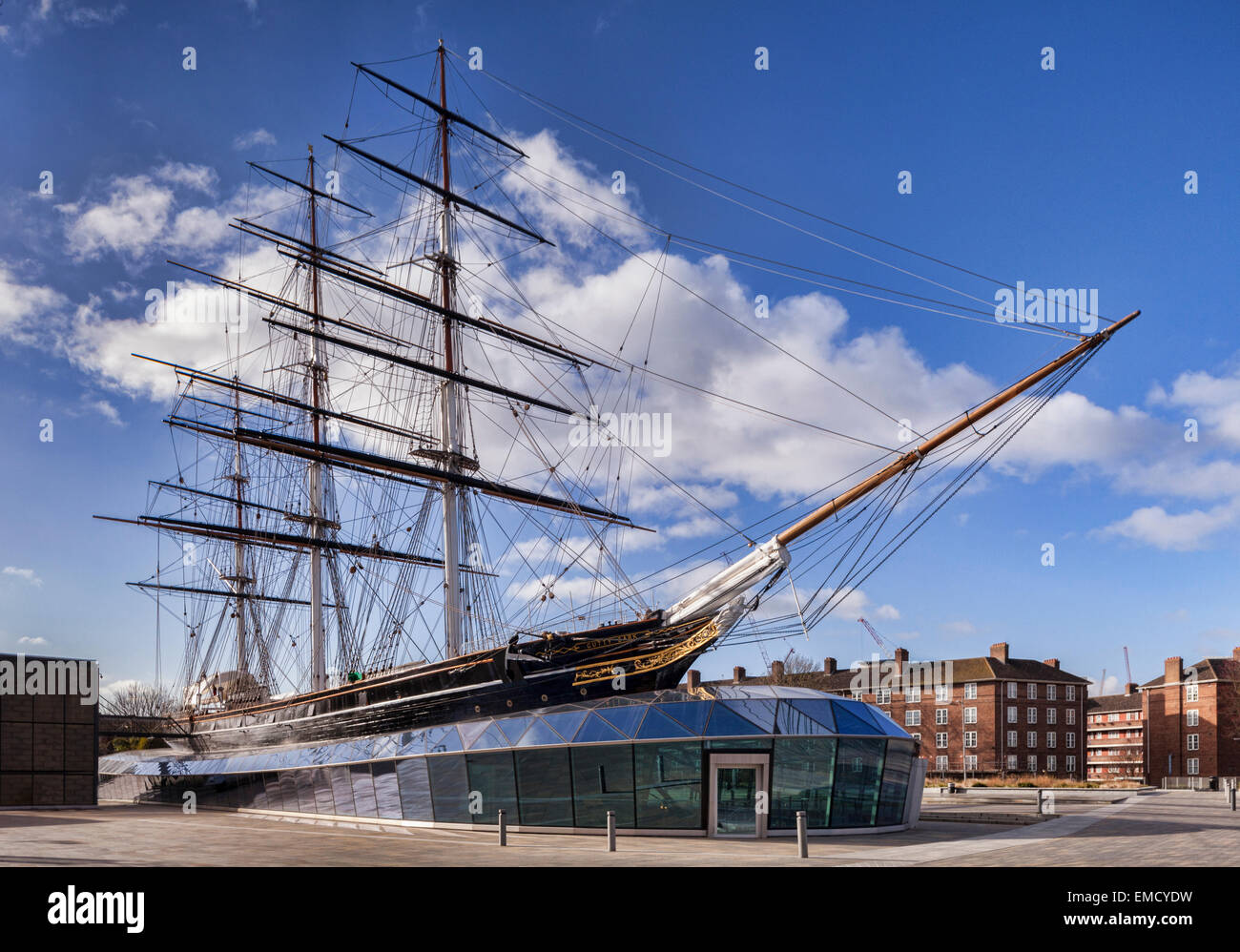 The tea clipper Cutty Sark, preserved and on display at Greenwich Stock ...