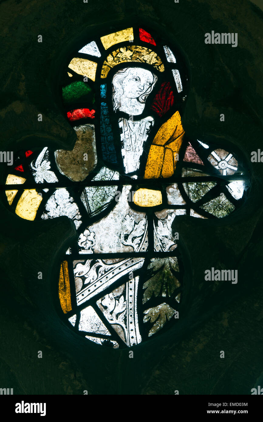 Medieval stained glass fragments, St Michael`s Church, Abenhall ...