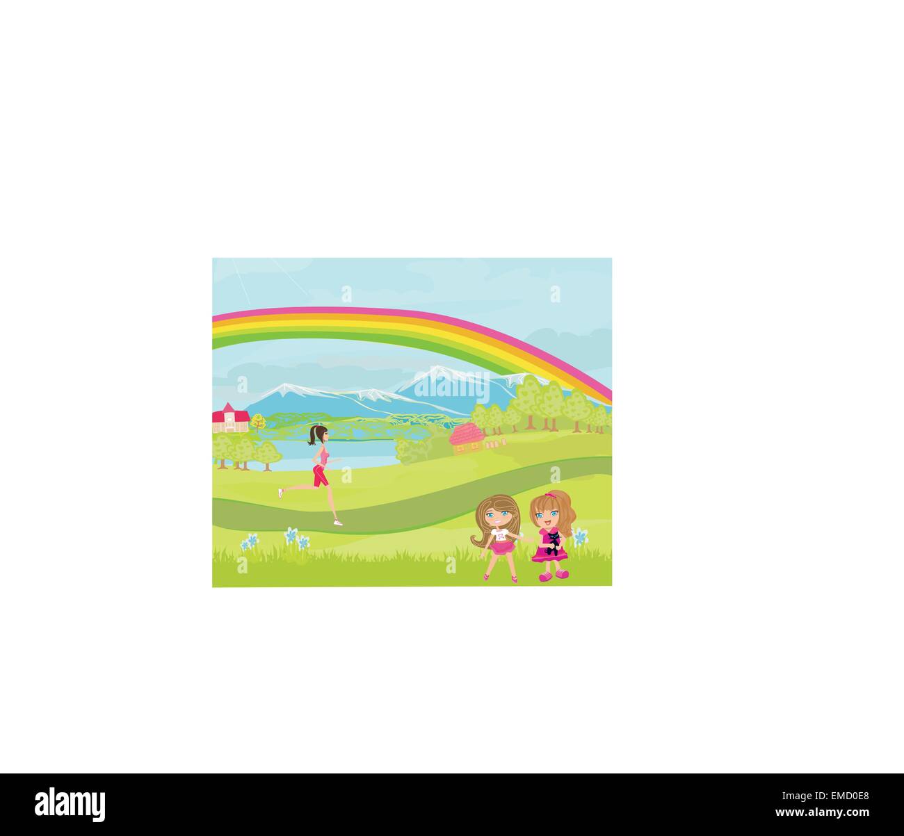 Children running grass Cut Out Stock Images & Pictures - Alamy