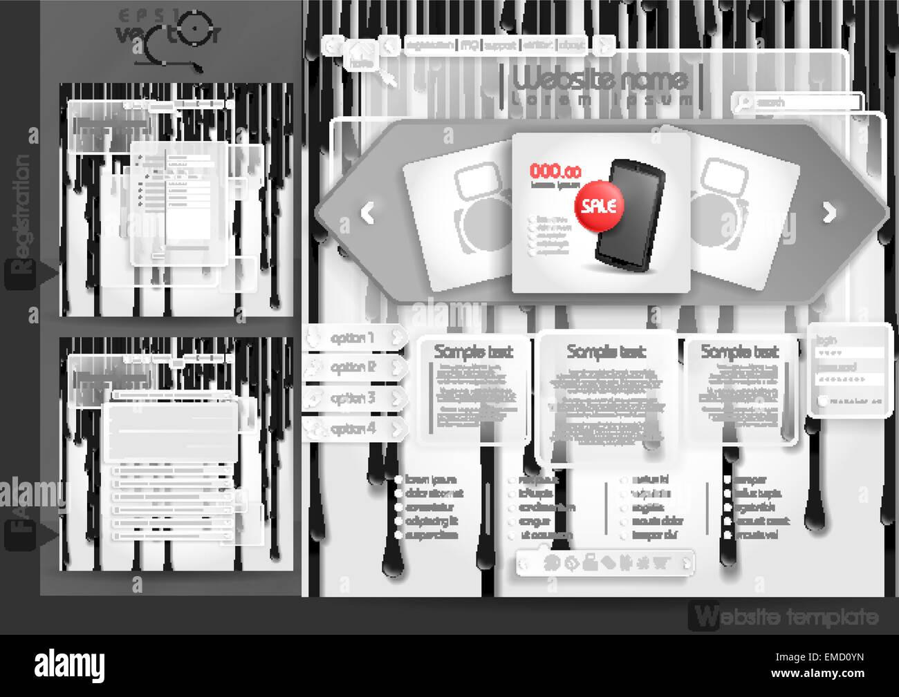 Website Design Template Menu Elements Stock Vector Image & Art - Alamy