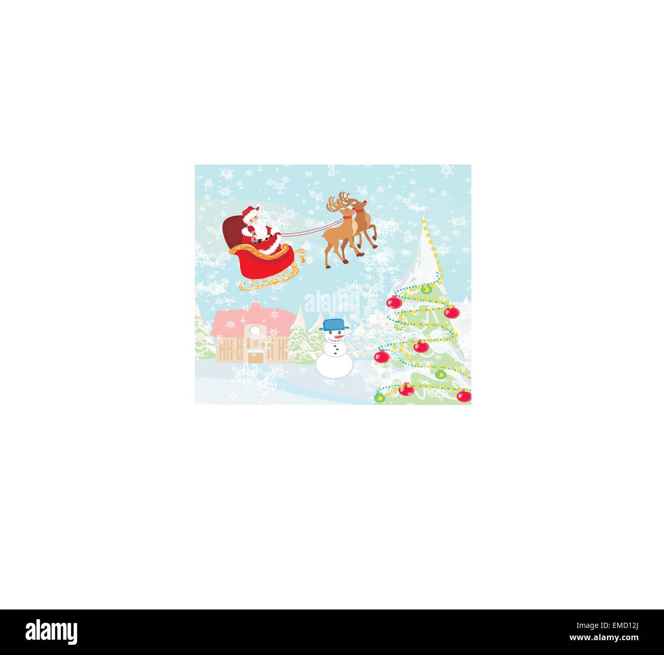 Santa and sleigh flying over house hi-res stock photography and images - Alamy