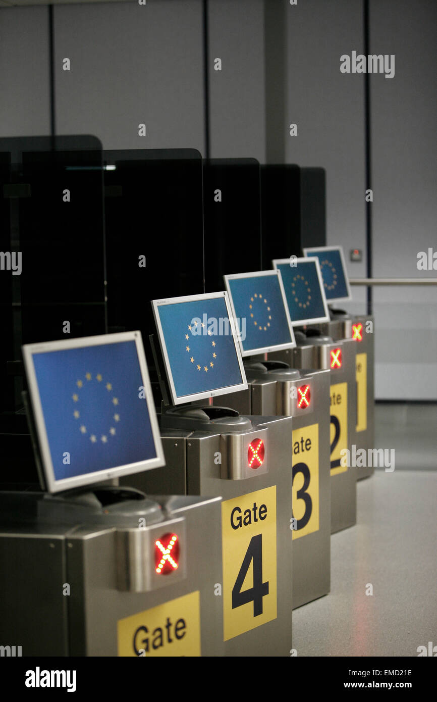 Iris scanning Passport control. HM UK Border Agency, Manchester Airport ...