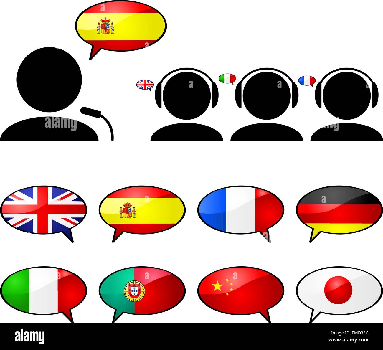 Translation concept english spanish Stock Vector Images - Alamy
