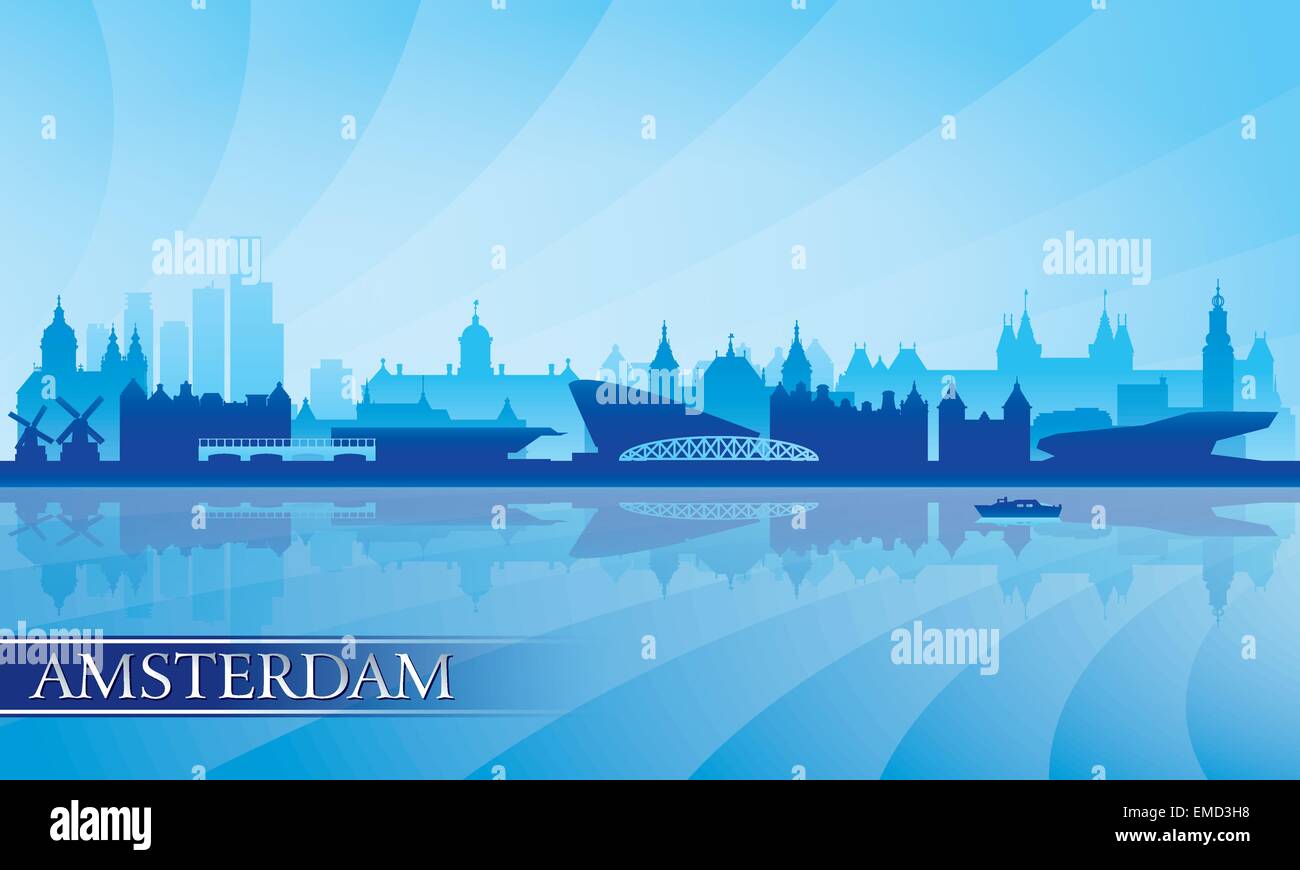 Amsterdam city skyline silhouette background Stock Vector Image & Art ...