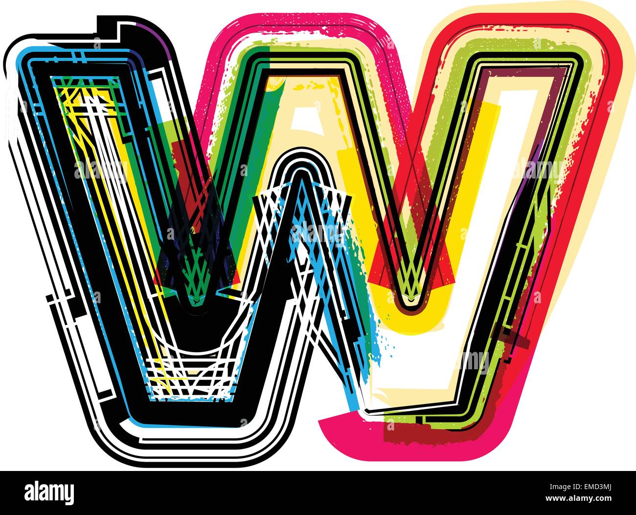 Font Illustration. LETTER w Stock Vector Image & Art - Alamy